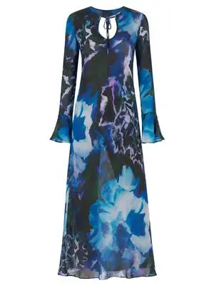 CARMEN SAYS Carmen Says Urania Flower Print Maxi Dress With Flared Sleeves