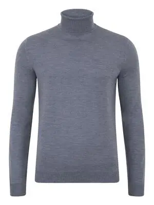 PAUL JAMES KNITWEAR Extra Fine Merino Wool Roll Neck Jumper - Grey