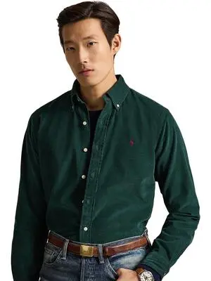 Ralph Lauren Classic Fit Corduroy Shirt Moss Agate/wine
