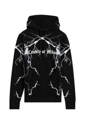 MARCELO BURLON COUNTY OF MILAN Printed Cotton-fleece Hoodie - Black