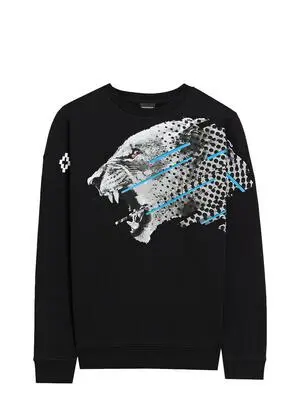 MARCELO BURLON COUNTY OF MILAN Printed Cotton Fleece Sweatshirt - Black