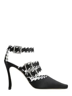 Manolo Blahnik Sumba 105 Satin Ankle Strap Pumps With Crystal Embellished Buckles - Black