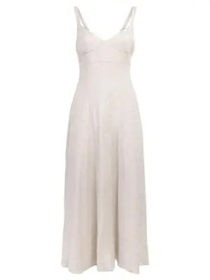TOCCIN Linen-blend Arya Midi Dress - Beige