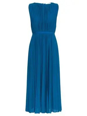Max Mara Sleeveless Pleated Midi Dress - Navy