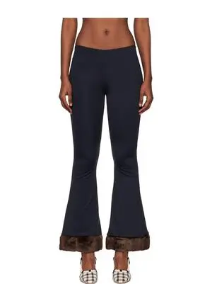 CONNER IVES Faux Fur Trim Flare Pants - Black