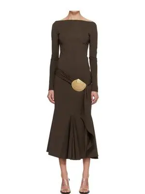 CONNER IVES Recycled Spandex Shell Belt Dress - Chocolate-colored