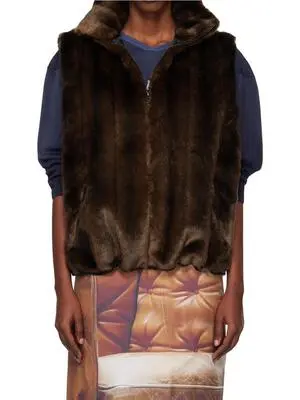 CONNER IVES Conner Ives Faux Fur Zip-Up Vest