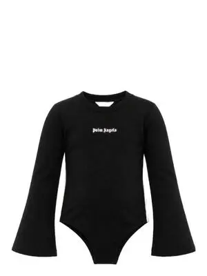Palm Angels Long Sleeve Bodysuit With Logo Detail - Black