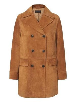 NILI LOTAN Remington Double-breasted Suede Coat - Brown