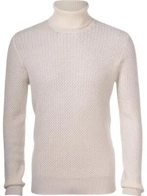 GRAN SASSO Cable Knit High Neck Pullover - White
