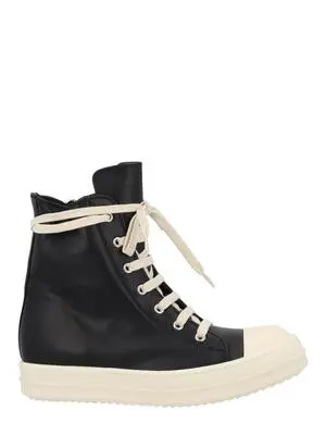 Rick Owens Lace Up Leather Sneakers - Black