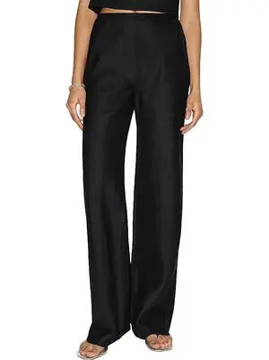 REFORMATION Gale Linen Wide Leg Pants - Black