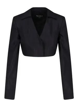 DONDUP Virgin Wool & Viscose Cropped Jacket - Black