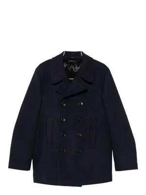 TOM FORD TOM FORD Wool Overcoat With Cupro-Sleeve Lining Navy