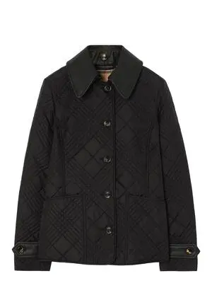 Burberry Quilted Lightweight Nylon Button-down Jacket With Detachable Leather Collar - Nero