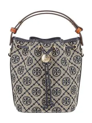 Tory Burch Monogrammed Bucket Bag - Blue