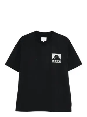 Rhude Logo Crewneck T-shirt With Chest & Back Print - Nero