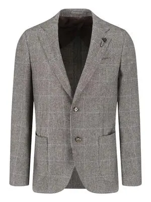 LARDINI 100% Wool Plaid Notch Lapel Blazer - Multicolor