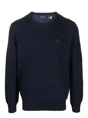Ralph Lauren Crewneck Sweater With Embroidered Logo - Navy