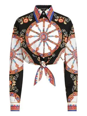 Dolce & Gabbana Carretto Print Cotton Shirt - Black