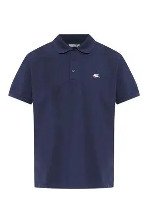Etro Logo Cotton Polo Shirt - Blue