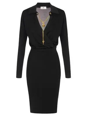 Elisabetta Franchi Elisabetta Franchi Midi Shirt Dress With Chain Detail Black