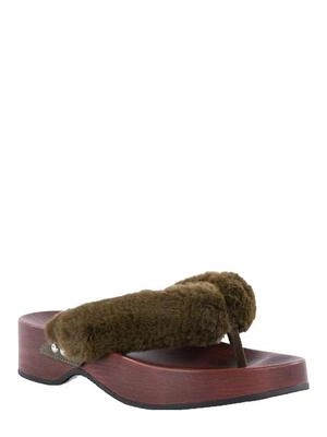 Seychelles Seychelles Ocean Ave Faux Fur Flip Flop Olive