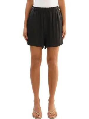LAMARQUE Lizzie Satin Pull-on Shorts - Black