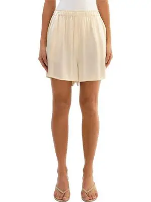 LAMARQUE Lizzie Satin Pull-on Shorts - Cream