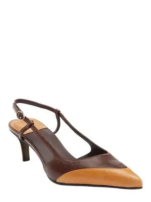 Jeffrey Campbell Booshky Slingback Pointed Toe Pump - Brown Tan Combo