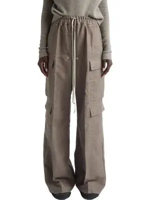 Rick Owens Wide-leg Cargo Pants With Exaggerated Drawstring Detail - Dust