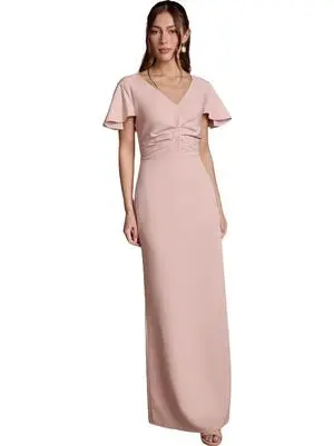 Coast Crepe Fold Bridesmaid Maxi Dress - Blush
