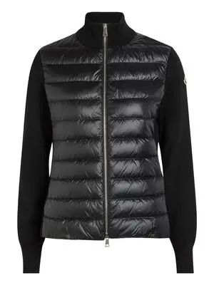 Moncler Padded Wool And Nylon High-neck Zip-up Jacket - Black