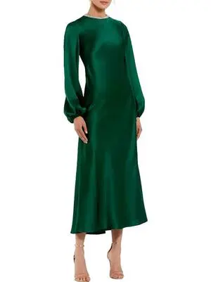 MAC DUGGAL Mac Duggal Petite Crystal Embellished High Neck Satin Dress