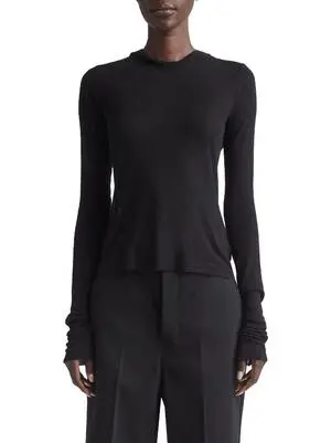 Rick Owens Rib Crop Hoodie With Drawstring - Black
