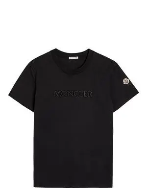 Moncler Logo Appliqué Cotton T-shirt - Black