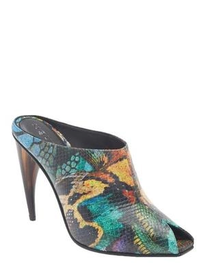 Alexander McQueen Horn Shaped Heel Peep Toe Mule - Sun