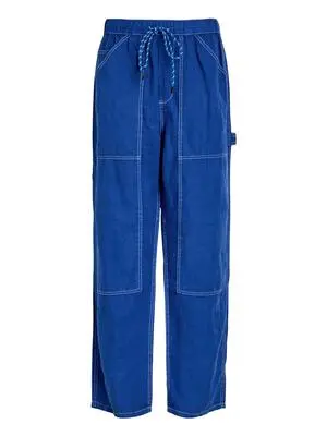 Rag & Bone Atlas Panelled Relaxed Straight-leg Linen Trousers - Blue