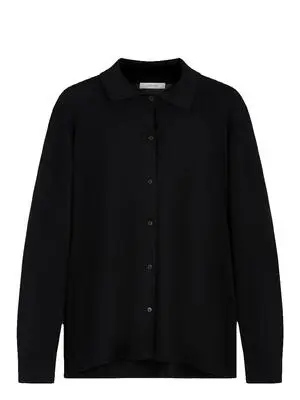 THE ROW Ocari Cashmere Cardigan Top - Black