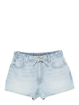 Alexander Wang Rhinestone Drawcord Denim Shorts - Light Bleach