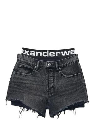 Alexander Wang Logo Detail Denim Shorts - Grey Aged