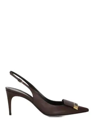 SERGIO ROSSI Burgundy Leather Slingback Pumps - Red