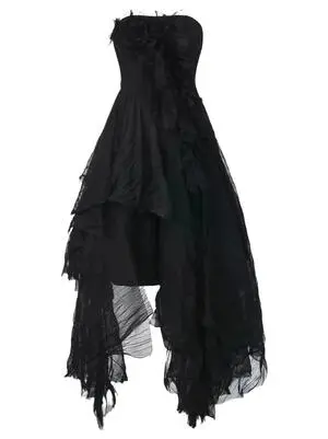 ELYWOOD Asymmetric Ruffled Layered Dress - Black