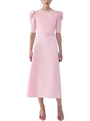 Carolina Herrera Puff-sleeve Midi Dress - Pink