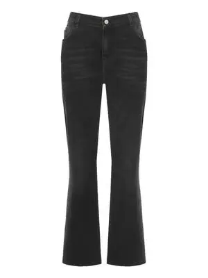 Marella Cropped Flared Jeans - Black