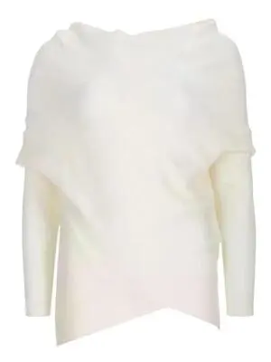 P.a.r.o.s.h Ribbed Knit Wrap Design Sweater - White