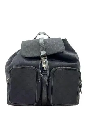 Gucci 2000s Jackie Monogram Canvas Backpack - Black