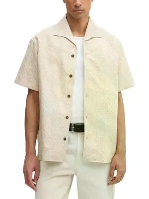 Drole De Monsieur Geometric-pattern Camp-collar Shirt - Neutrals