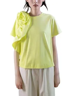 PSOPHIA Floral Appliqué T-shirt - Yellow