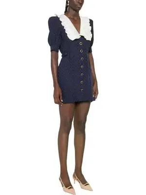 Alessandra Rich Star-jacquard Mini Dress - Blue